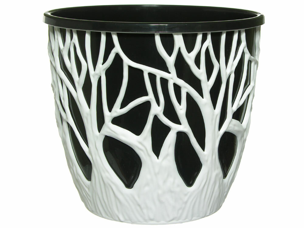 Кашпо Форест 3.5л, белый/черный