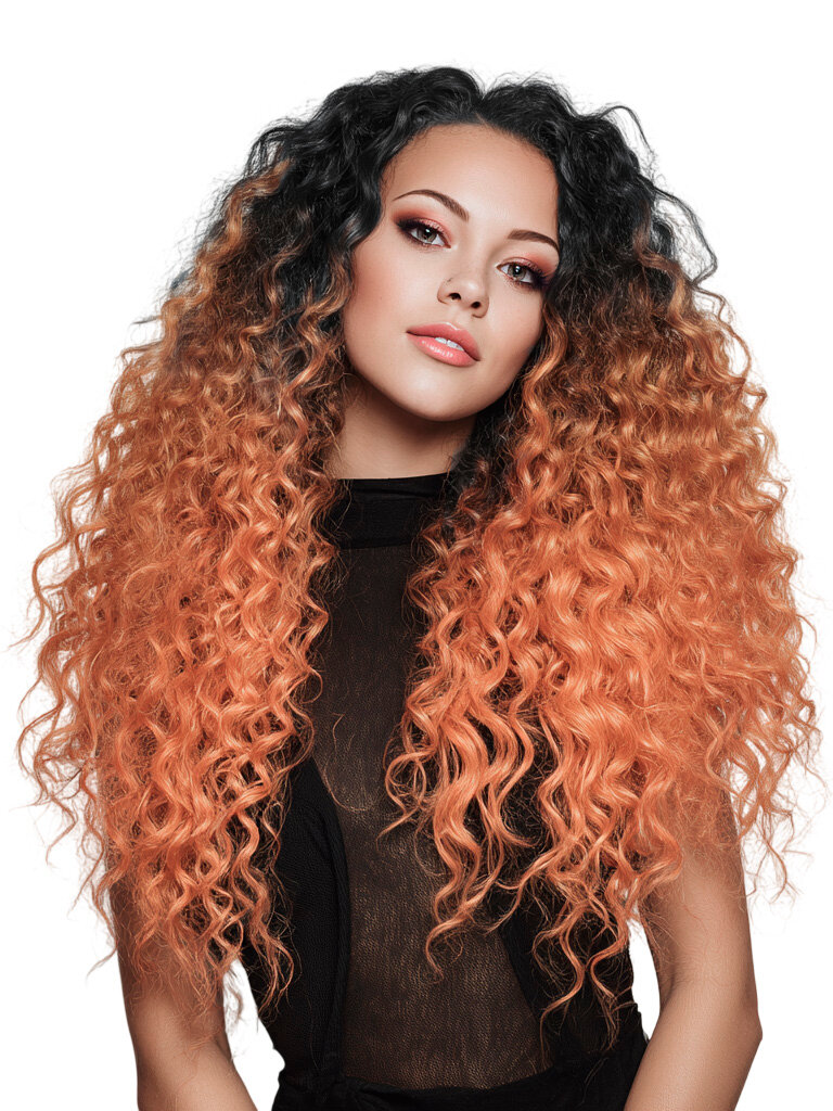 Hairshop Афролоконы для вплетения 1 С/О 1 70см (Черный с синим подтоном/Оранжевый)