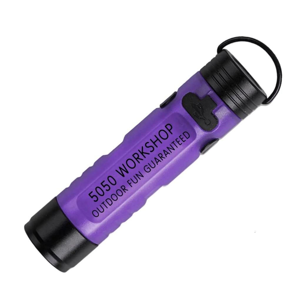 Фонарь на кепку водонепроницаемый, с зарядкой и зажимом, Фиолетовый