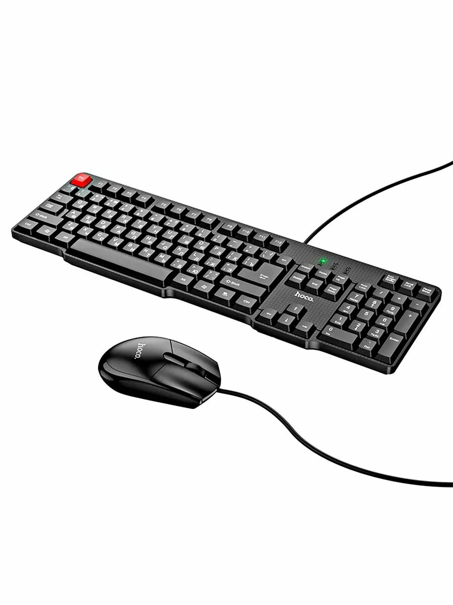 Комплект HOCO GM16 клавиатура + мышь, проводной, USB, черный