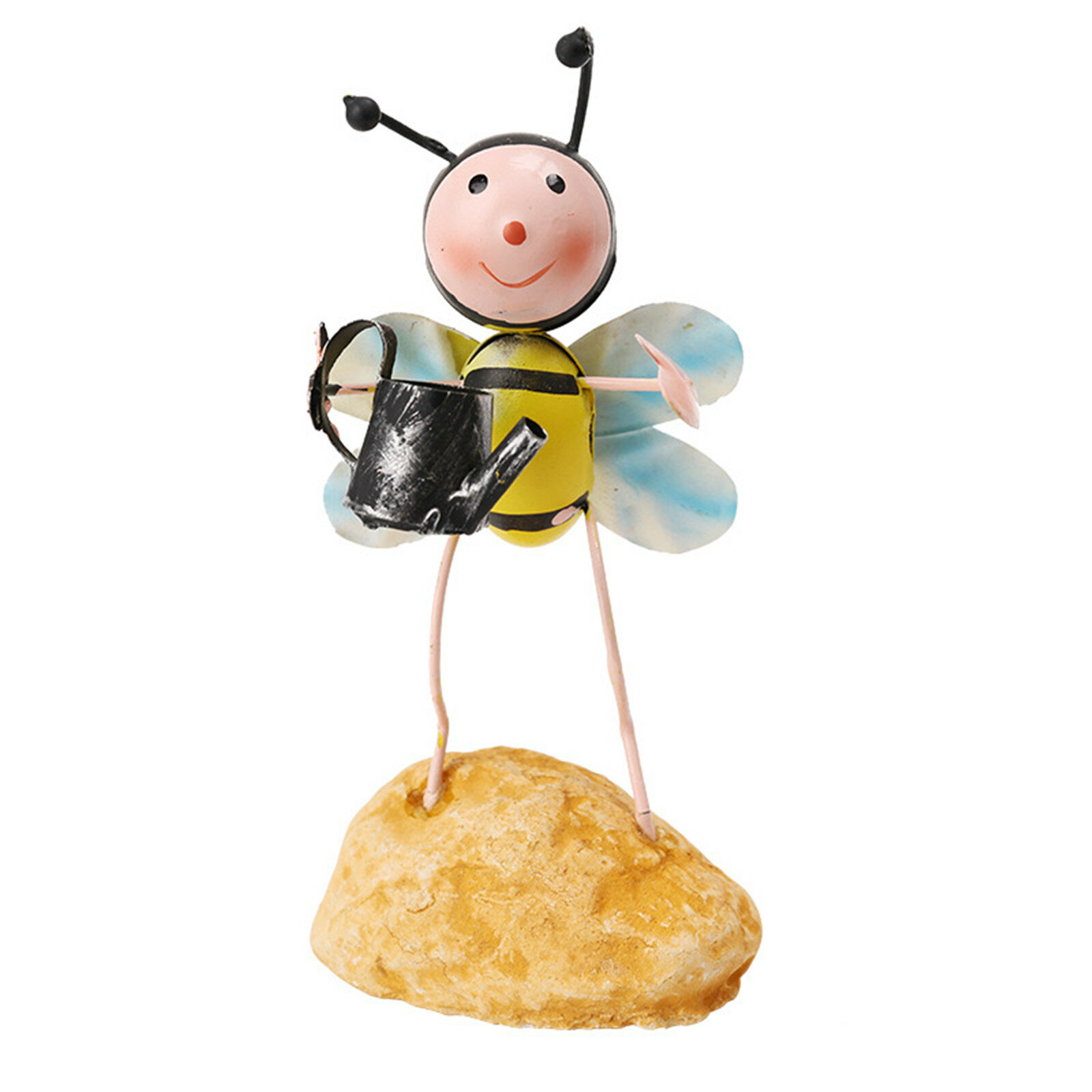 Ручная скульптура пчелы из металла – Премиальный железо и смола, Яркий многослойный финиш, Универсальная-декор для дома и сада Пчелы поливают цветы