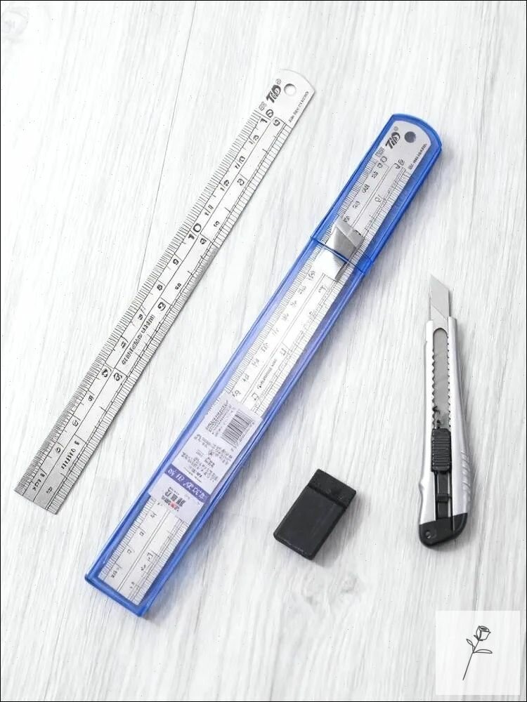 Линейка измерительная, нержавеющая сталь, толщина 15-40 см, 1 шт