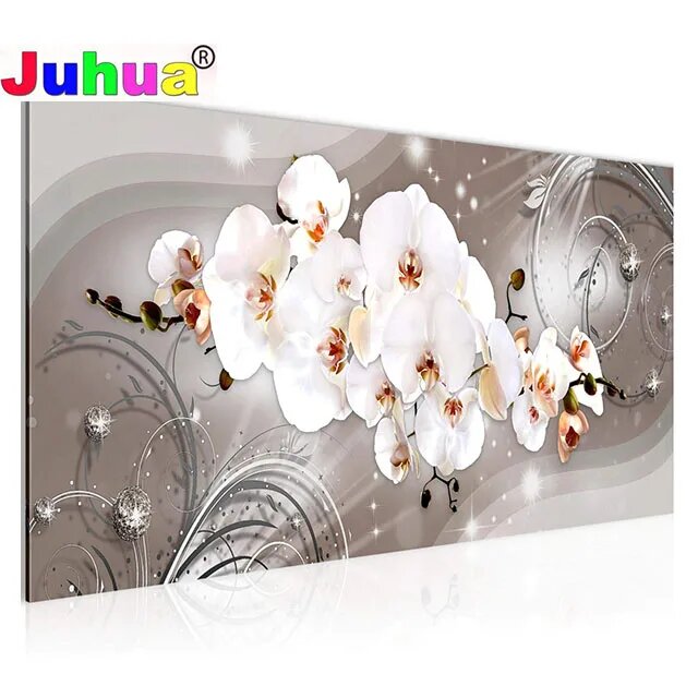 Алмазная картина «Орхидея» Juhua Белый, square 30x60cm, RMB1195