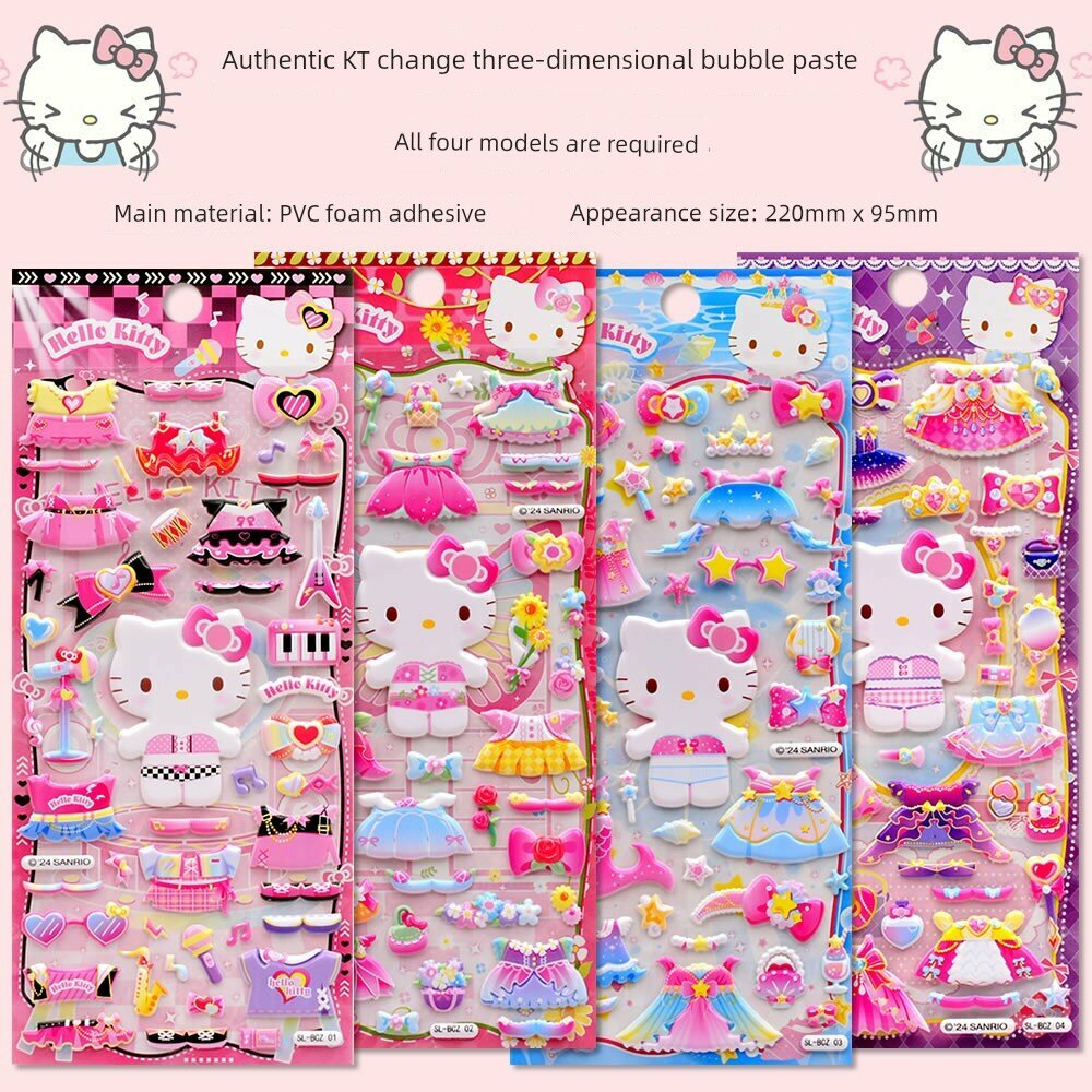 Наклейки-стикеры 3D Sanrio Hello Kitty для переодевания, детские игрушечные наклейки Hello Kitty для девочек BCZ-kitty: