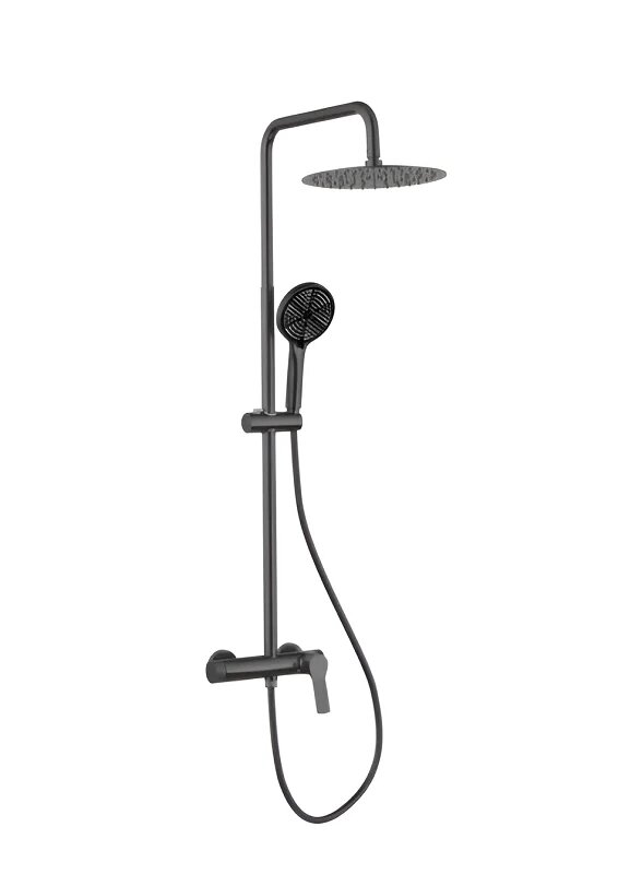 Душевая система с изливом Gid Edessa L070-GM-ND3, вороненая сталь