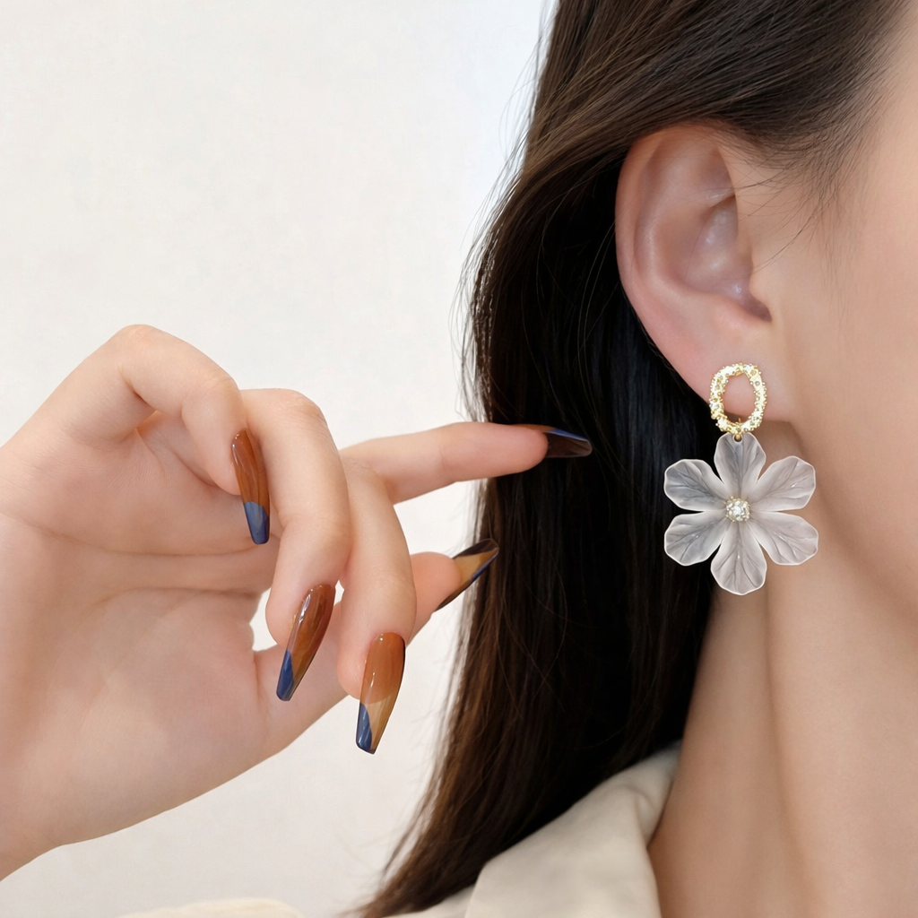 Серьги с подвесками, пусеты, искусственный камень