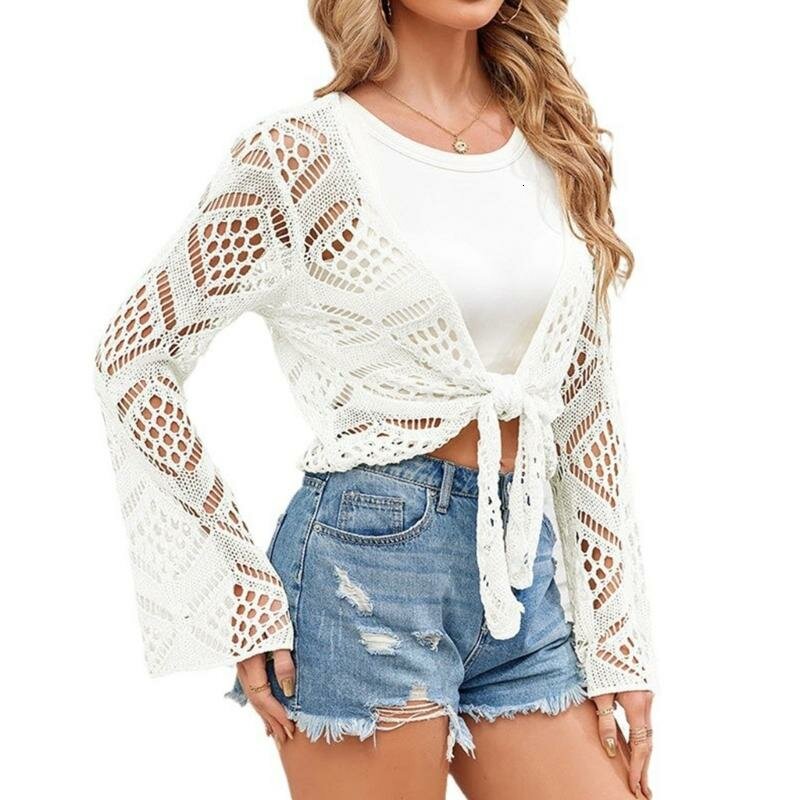 Женский пляжный халат-накидка, Белый - XL