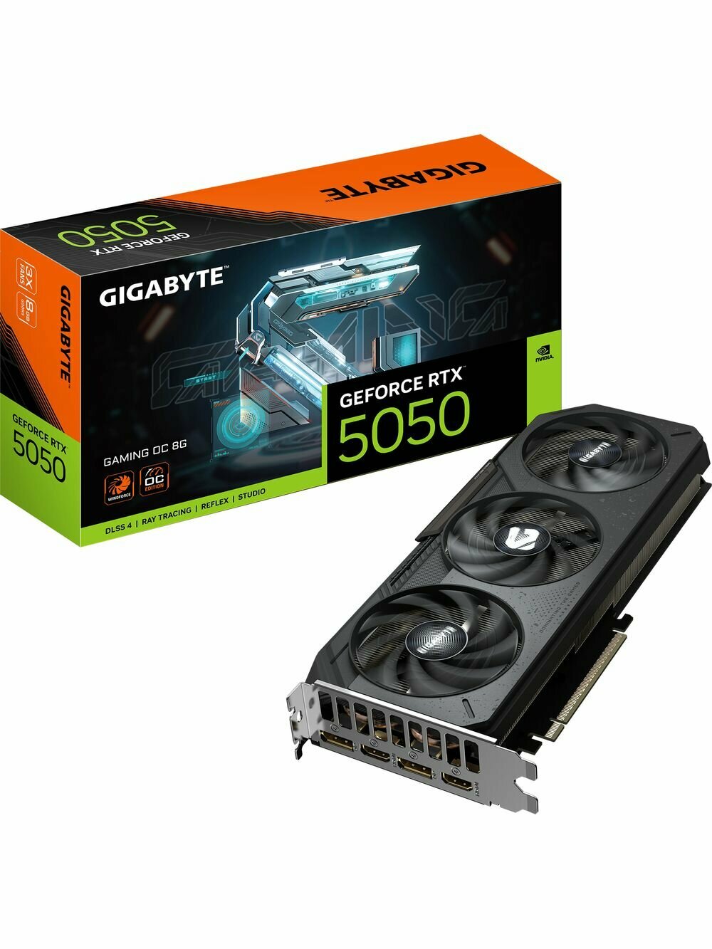 Видеокарта GIGABYTE GeForce RTX 5050 GAMING OC 8G (GV-N5050GAMING OC-8GD), 8ГБ GDDR6, 128-bit, PCI-E 5.0, черная