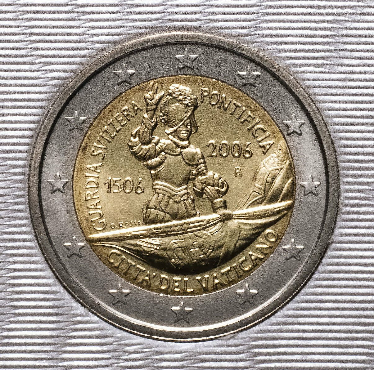 Ватикан 2 евро 2006 "Швейцарская гвардия", в буклете, Биметалл, в сохранности UNC