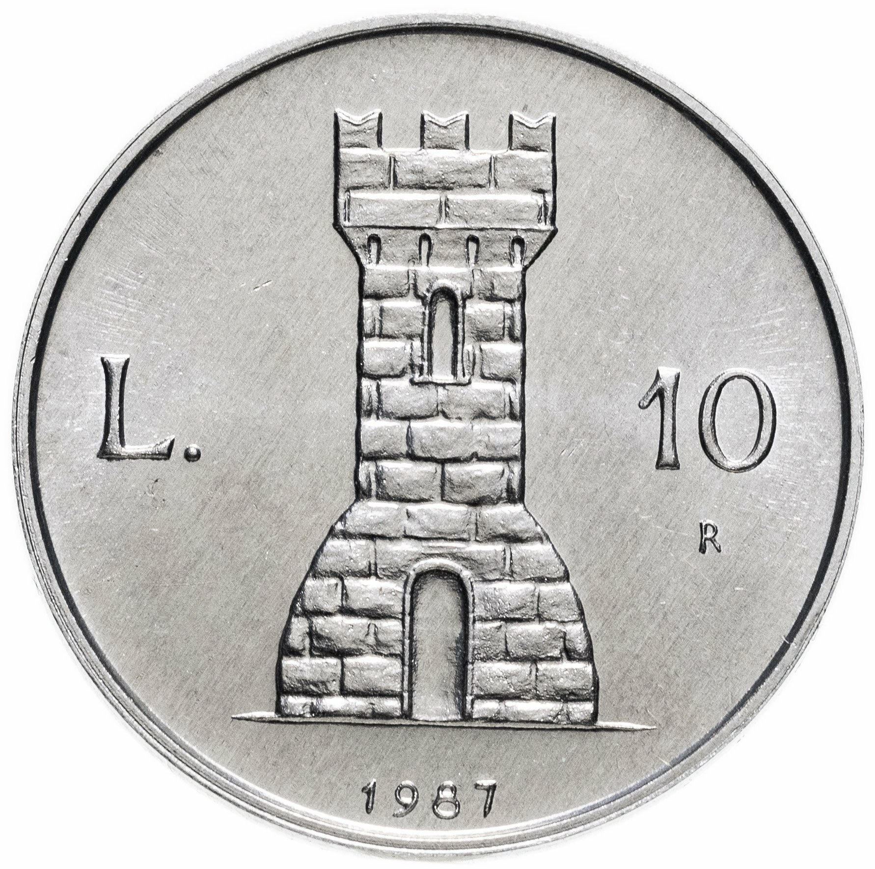 Сан-Марино 10 лир lire 1987 "15 лет возобновлению чеканке монет", Алюминий, в сохранности UNC