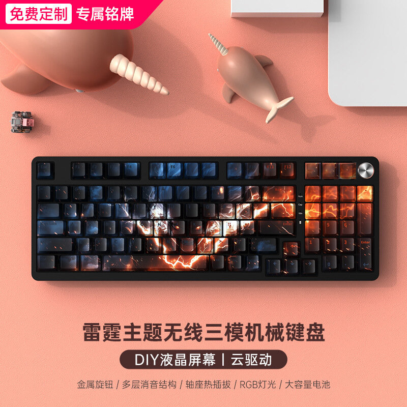 Беспроводная Bluetooth-механическая клавиатура 3-режима 98 клавиш с тихим переключателем для игр и офиса Цвет：3-режима