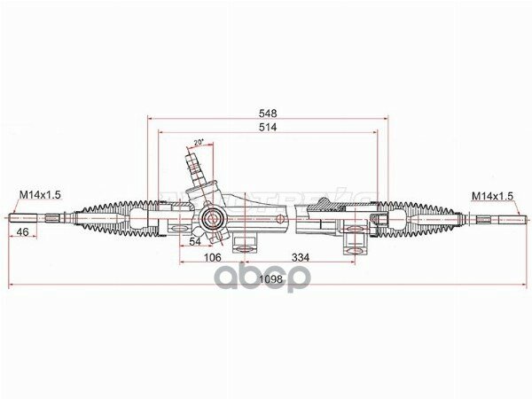 Рейка рулевая Toyota Corolla 02- (электрическая) шток D=14 LHD Sat арт. ST-45510-02050
