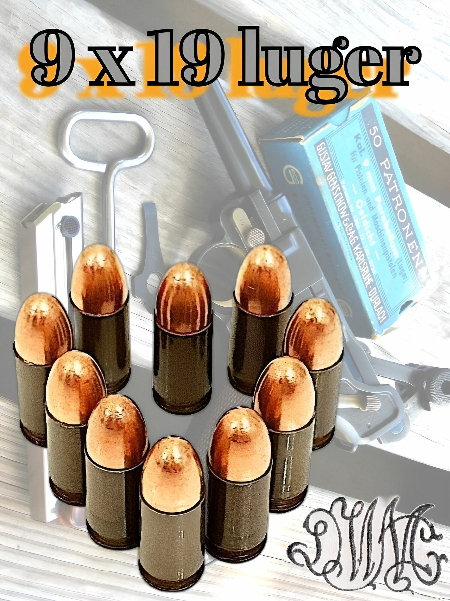 Макет патрона 9x19 luger учебный (10 шт.)