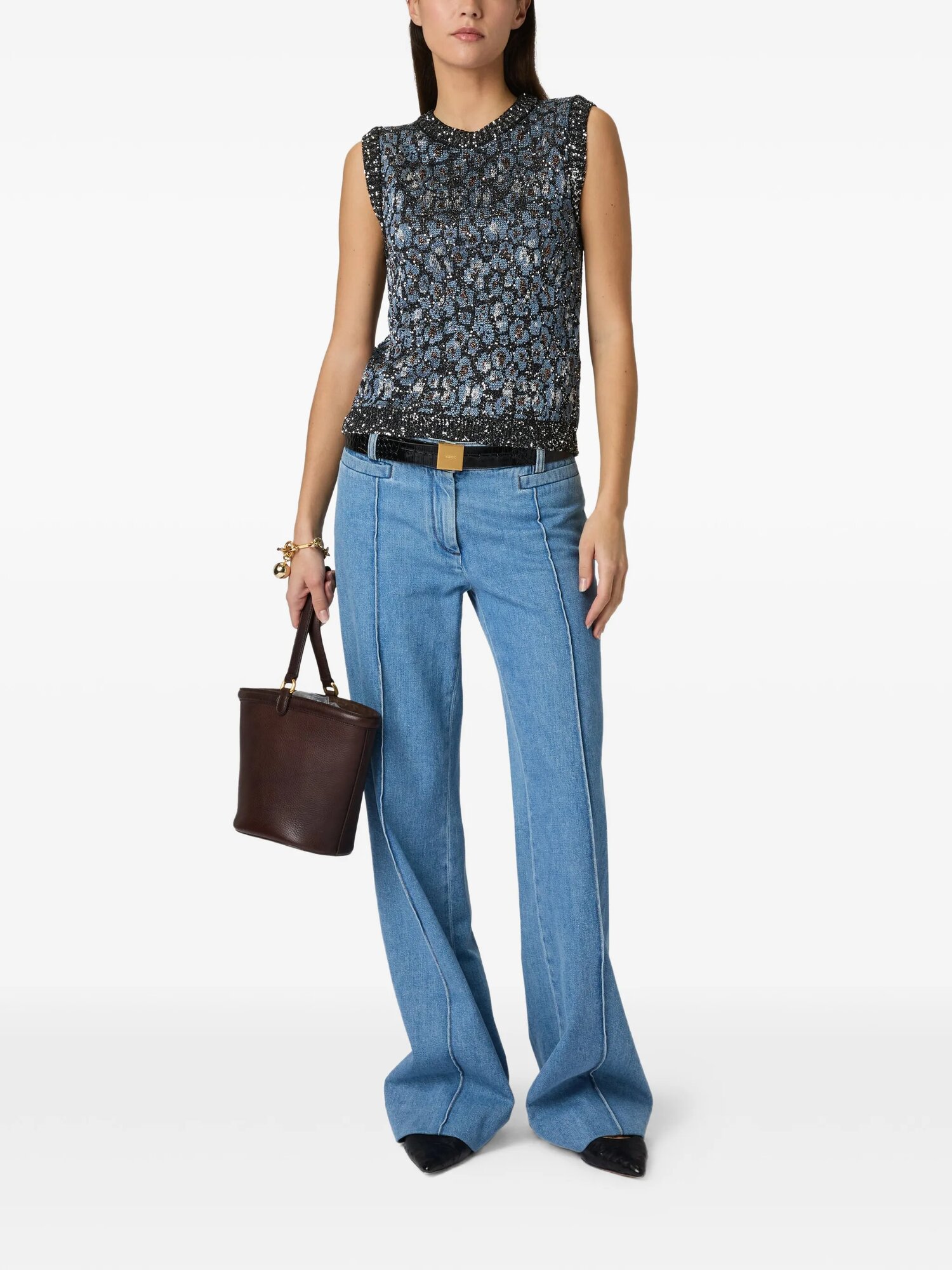 Топ Missoni Animal-jacquard top, размер 38, синий — фото 1