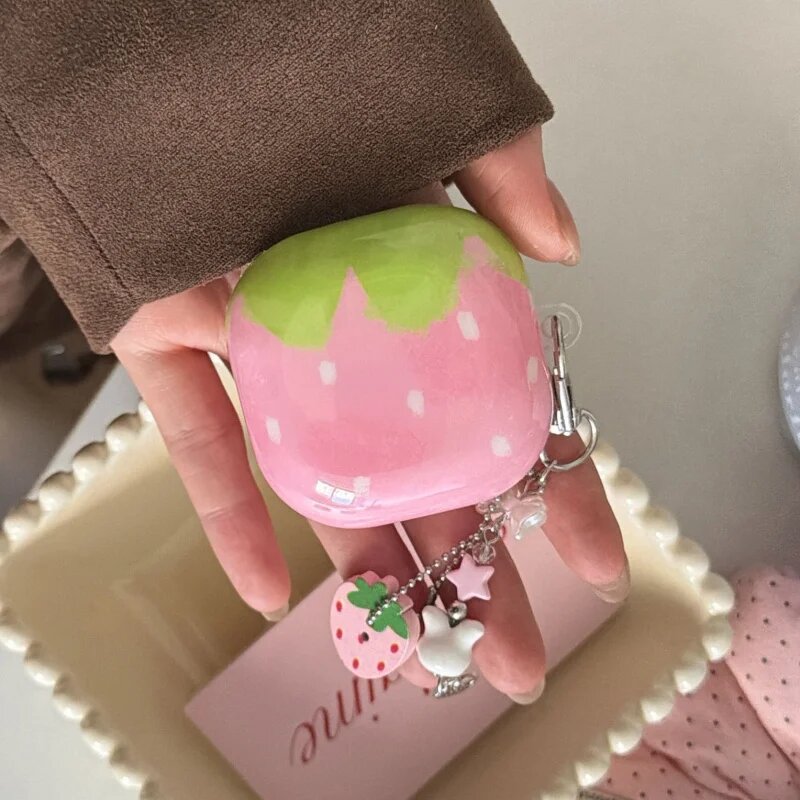 Милый розовый клубничный чехол для наушников для Samsung Galaxy Buds 3 Pro 2Pro Live Core FE, силиконовые чехлы для наушников Buds 3FE Funda