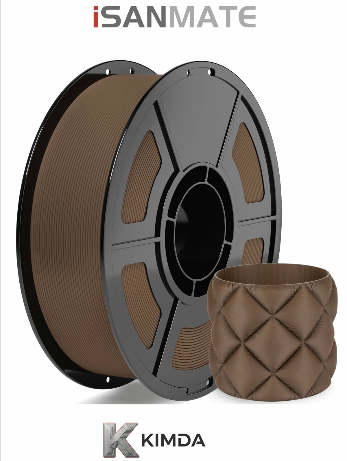 PLA пластик для 3D принтера iSANMATE PLAi6 Matte Brown, матовый коричневый, филамент 1 кг