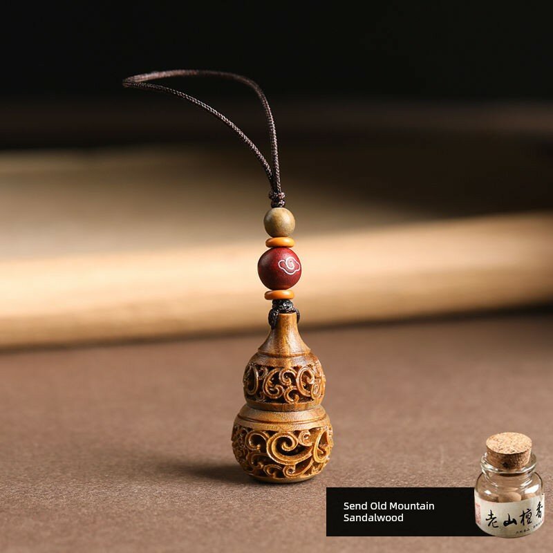 Ароматерапевтический брелок-подвеска из зеленого сандалового дерева в форме маленькой тыквы для ключей, женский