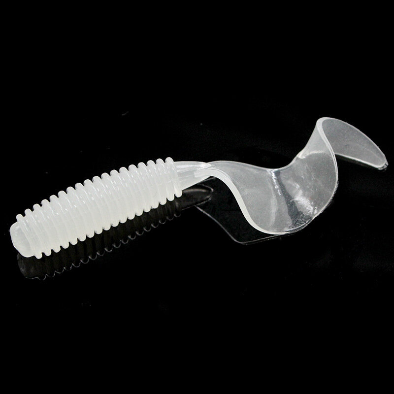 Рыболовная мягкая силиконовая приманка Твистер/Grub/Curly Tail Grub, имитация личинки с закрученным хвостом 7 см/3 г, 10 шт, прозрачно-белая