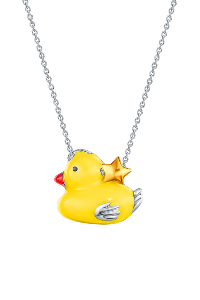 Колье, серебро, 925 проба, бриллиант, эмаль