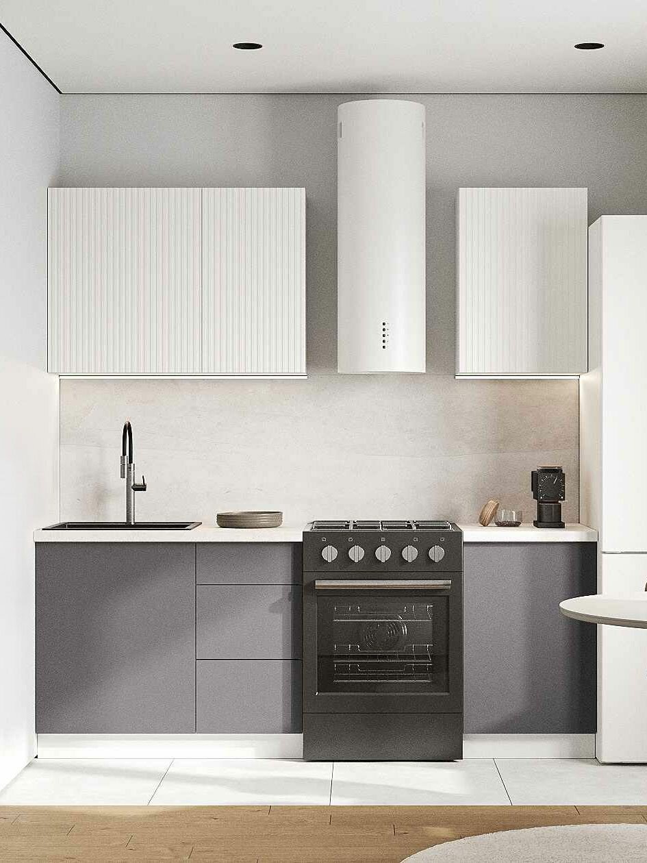 Кухонный гарнитур Комби 1.5 м, мебель для дома и кухни, Белый / Бланж / Графит