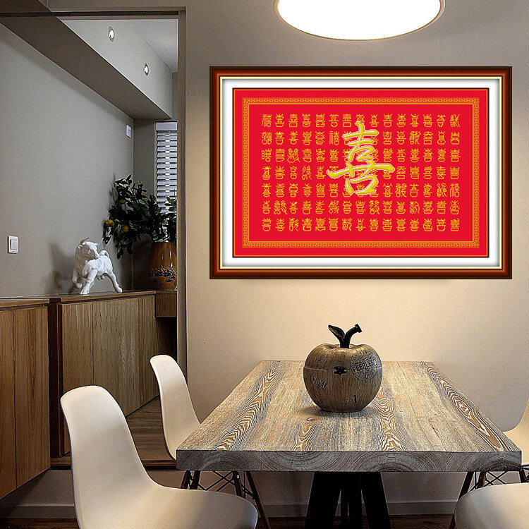 Счастливая 99 Вышивка крестом Сто счастья Праздничный китайский стиль Гостиная Элегантный каллиграфический подарок для молодоженов Спальня Картина Вышивка крестом Дропшиппинг