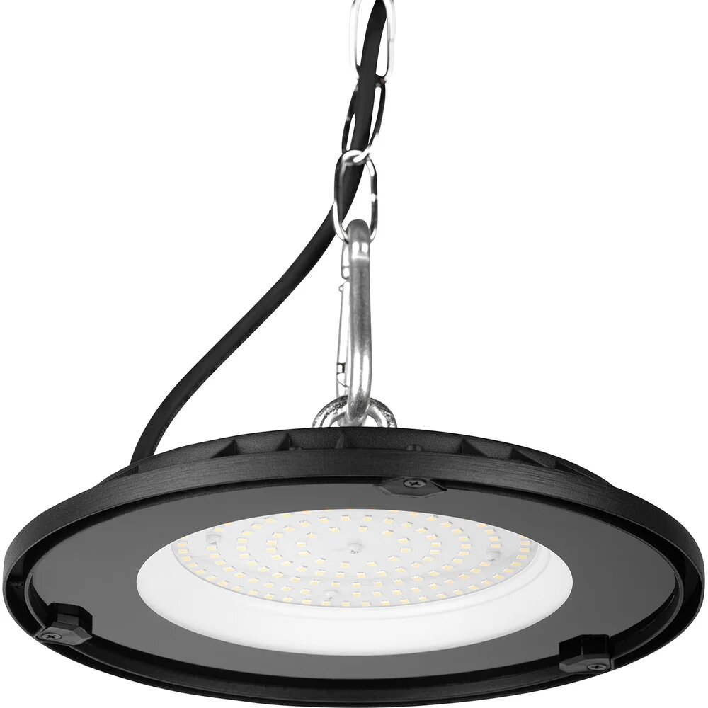 Подвесной светодиодный светильник ЭРА SPP-402-0-40K-100, алюминиевый корпус, закалённое стекло рассеиватель, круглая