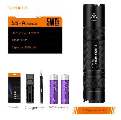 Shenhuo S5-A 5W Перезаряжаемый фонарик с 2x 2000 мАч батареями и зарядным устройством - Двойная мощность наружное