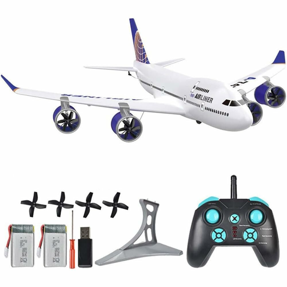 3CH 747 Самолет радиоуправляемый с неподвижными крыльями Airbus 2.4G Радиоуправление EPP Модель самолета с подставкой для отображения Игрушка радиоуправляемый самолет Подарки на Рождество для энтузиастов полетов RTF (с светодиодным прожектором) Размах