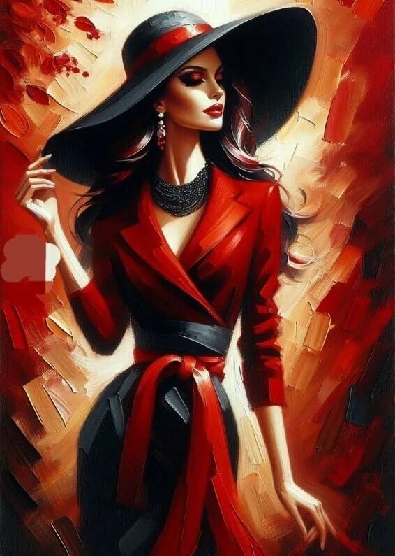 Алмазная Мозаика "Девушка В Шляпе" 30*40 См, Безрамная, Идеальна Для Дома, Украшения, Подарков.