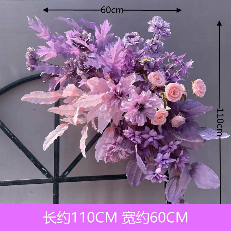 Фиолетовая напольная цветочная композиция для свадьбы, свадебные декоративные цветы, искусственный букет цветов, искусственные цветы для сцены, подиума и прохода, подвесные цветы, цветы в горшках.