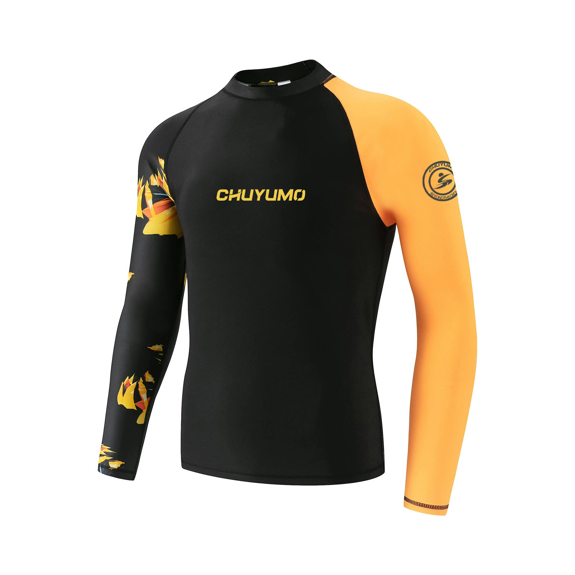 Мужской гидрокостюм для дайвинга, купальный костюм, защита от солнца, быстросохнущий, с длинным рукавом, принтованный, круглый вырез, двухкомпонентный спортивный набор для снорклинга, свободное дайвинг