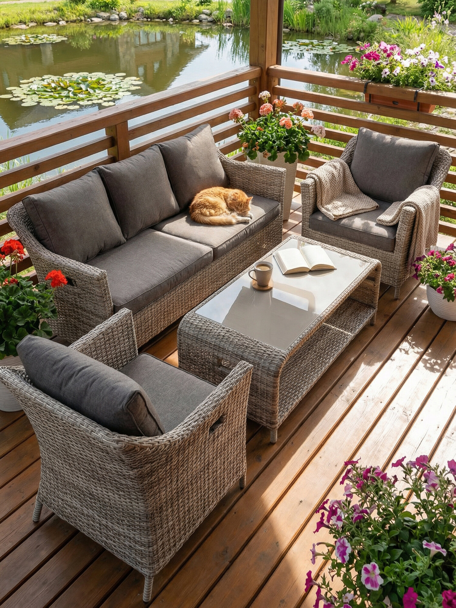 Комплект мебели из искусственного ротанга Рио (Rio), серый меланж