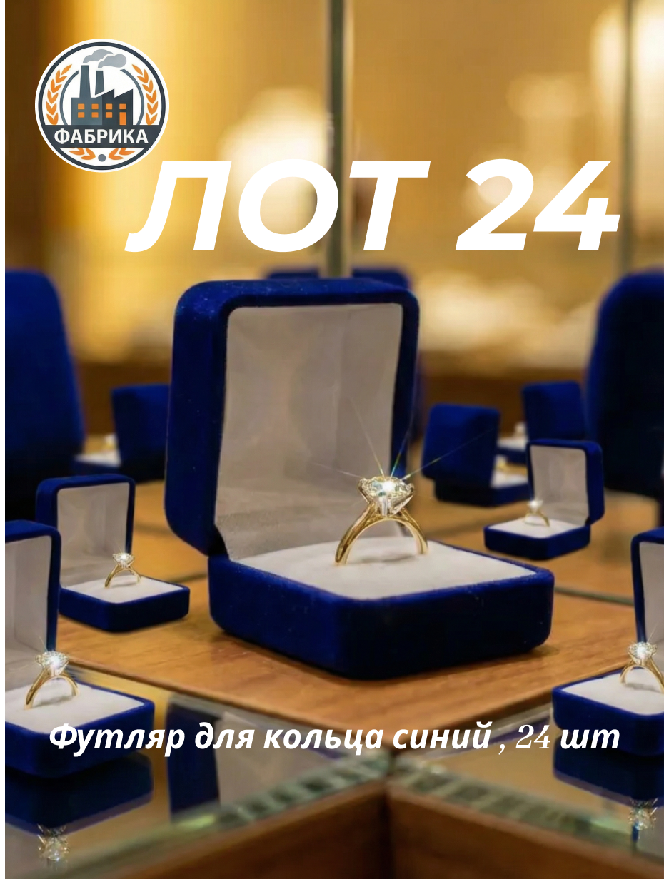 Футляр для колец, синий, бархат, велюровая внутренняя отделка, 24 шт