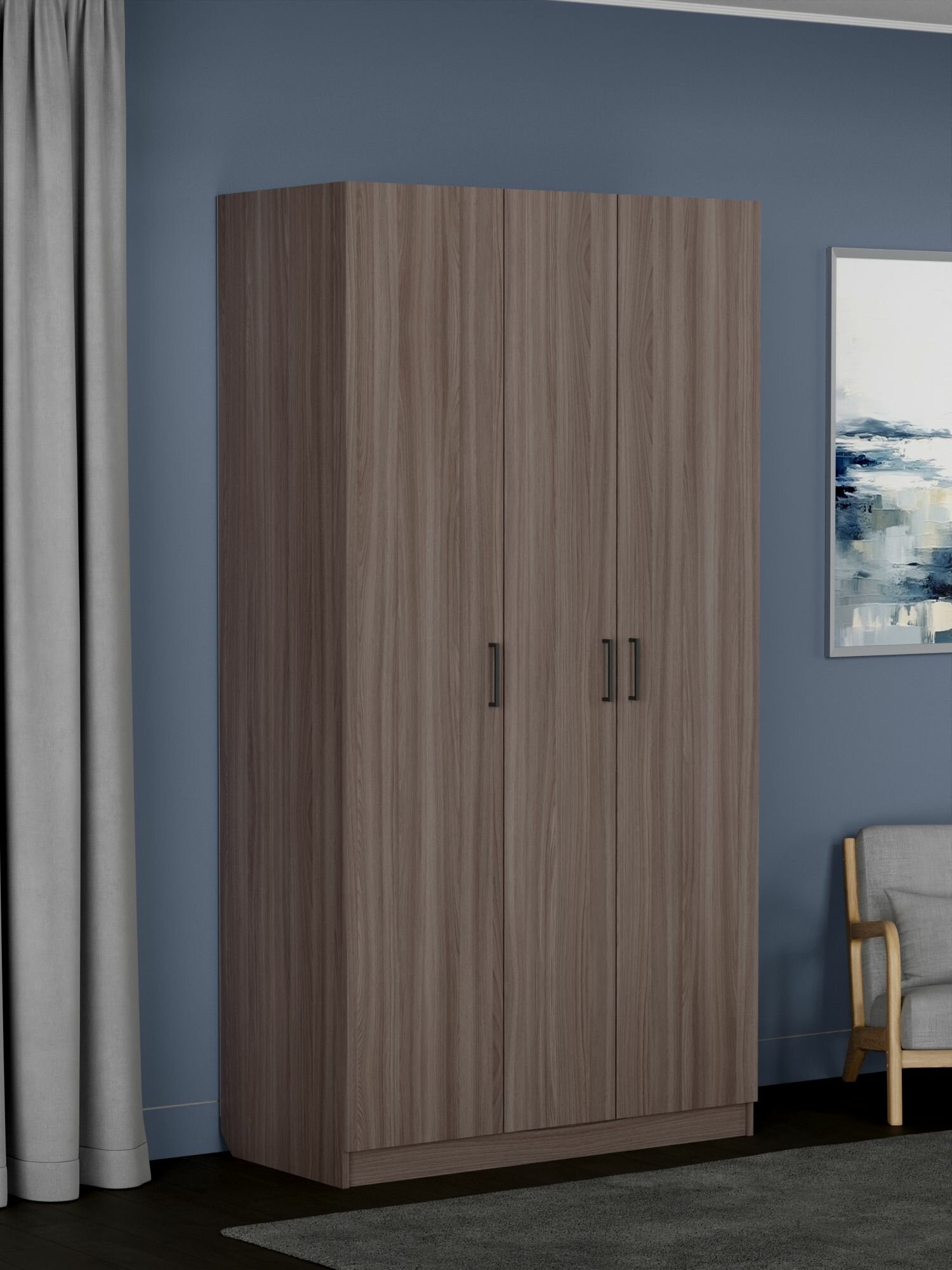 InHouse Шкаф распашной ШК-3/7 Анкор темный 110х52х210, фасады ЛДСП