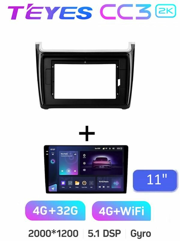 Магнитола 11" Teyes CC3 2k 4/32 Gb Volkswagen Polo 5 2008-2020