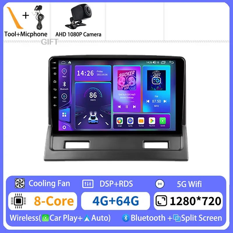 Автомагнитола Android 15 для Mitsubishi Galant 9 (2003-2012) с CarPlay, Android 4G-64G 1080P CAM