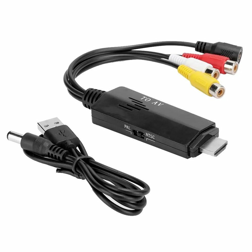 Конвертер HDMI в AV, видеоадаптер для TV, VHS, DVD-рекордеров