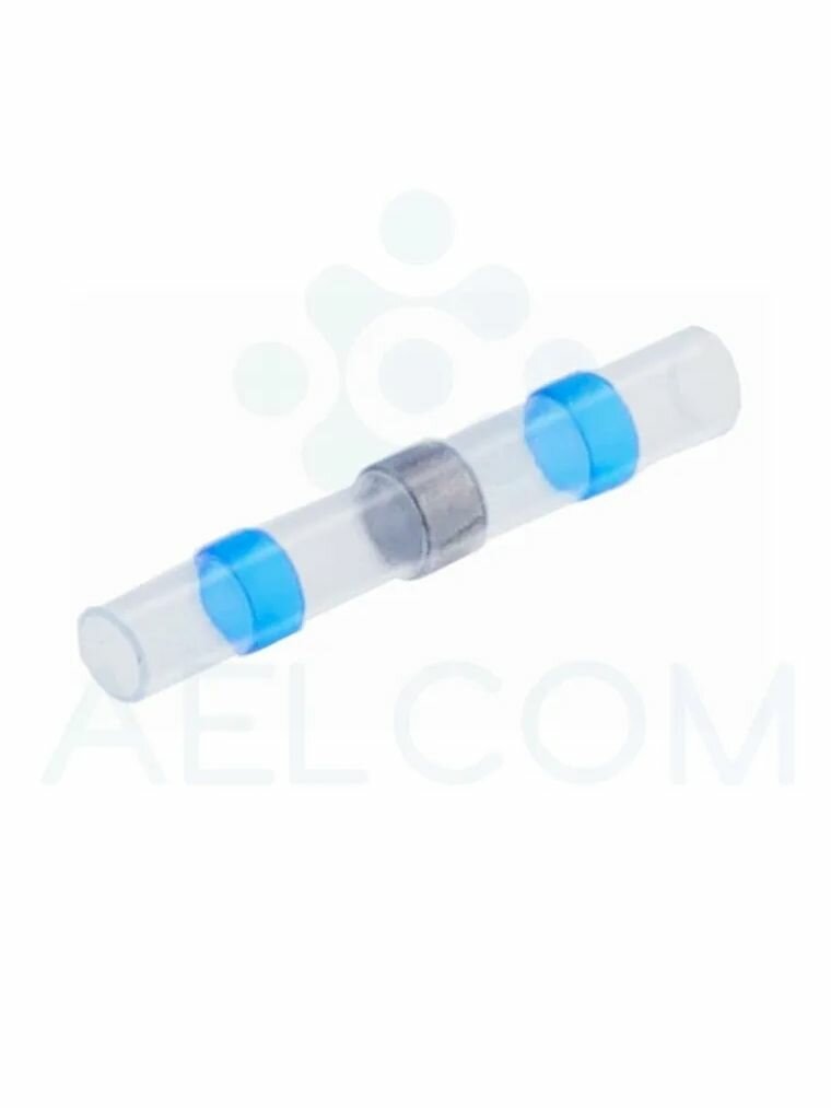 Термоусадочная трубка (10 шт) с кольцом припоя; D5.5 мм; L40 мм; AWG 12-10; 4.0-6.0 кв. мм; цвет: голубой