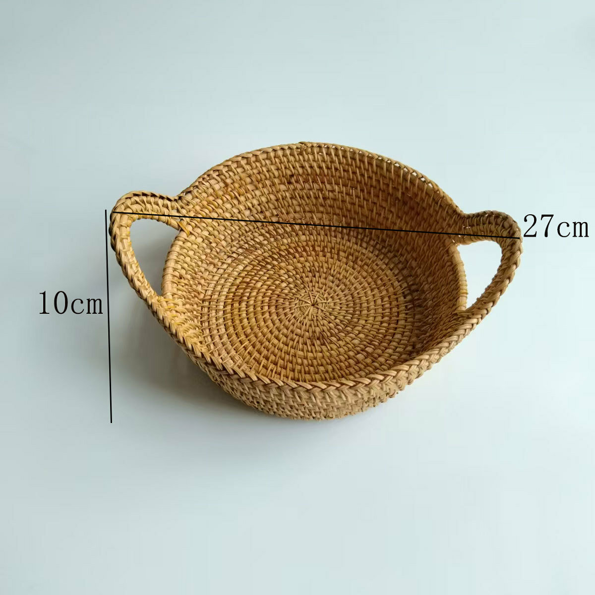 Оптовая продажа вьетнамских ротанговых корзин для хранения, круглая большая фруктовая тарелка, закуски, выпечка, маленькая корзина, коллекция мелких предметов, синий