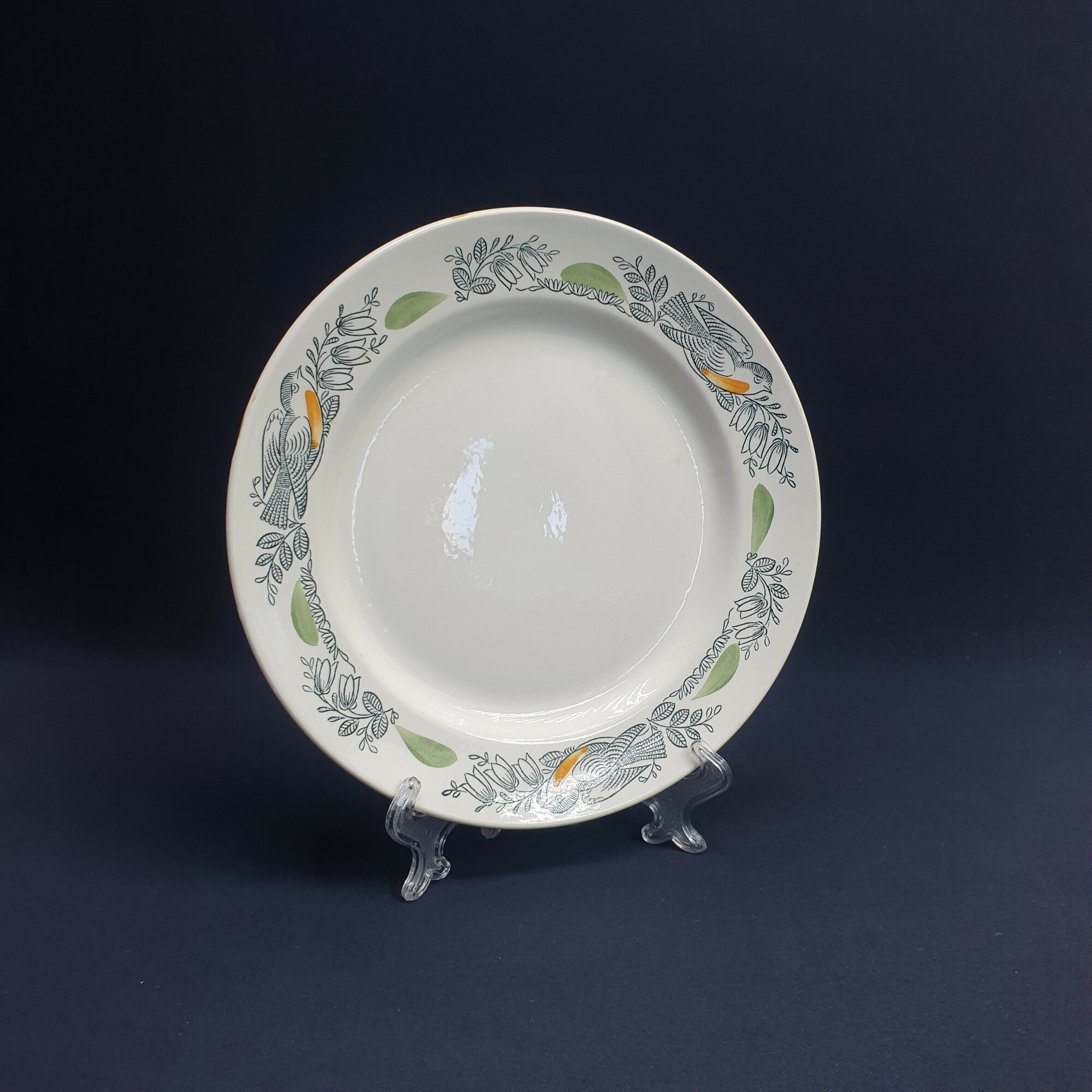 Столовая тарелка Конаково, фаянс деколь роспись 20 см, винтаж СССР