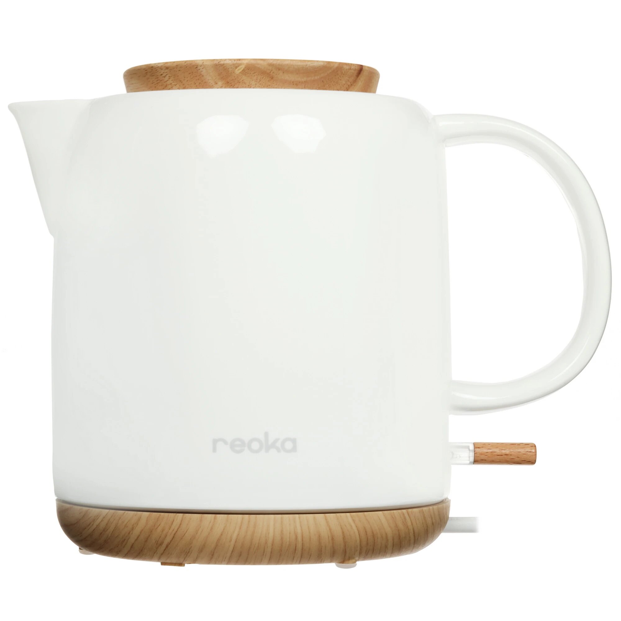 Электрочайник Reoka RKEK-07K, керамический корпус, 1100Вт, белый