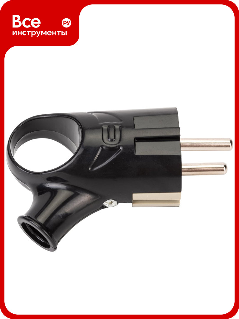 Угловая вилка с кольцом IN HOME с заземлением, 16А, черная, 4220 4690612009155