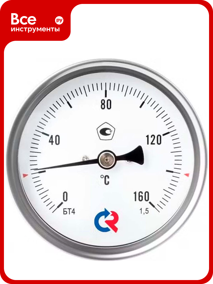 Термометр росма БТ-51.211 (0-200С) ДК100 L=46 G1/2, общетехн, гильза латунь, 1.5 D070-02143