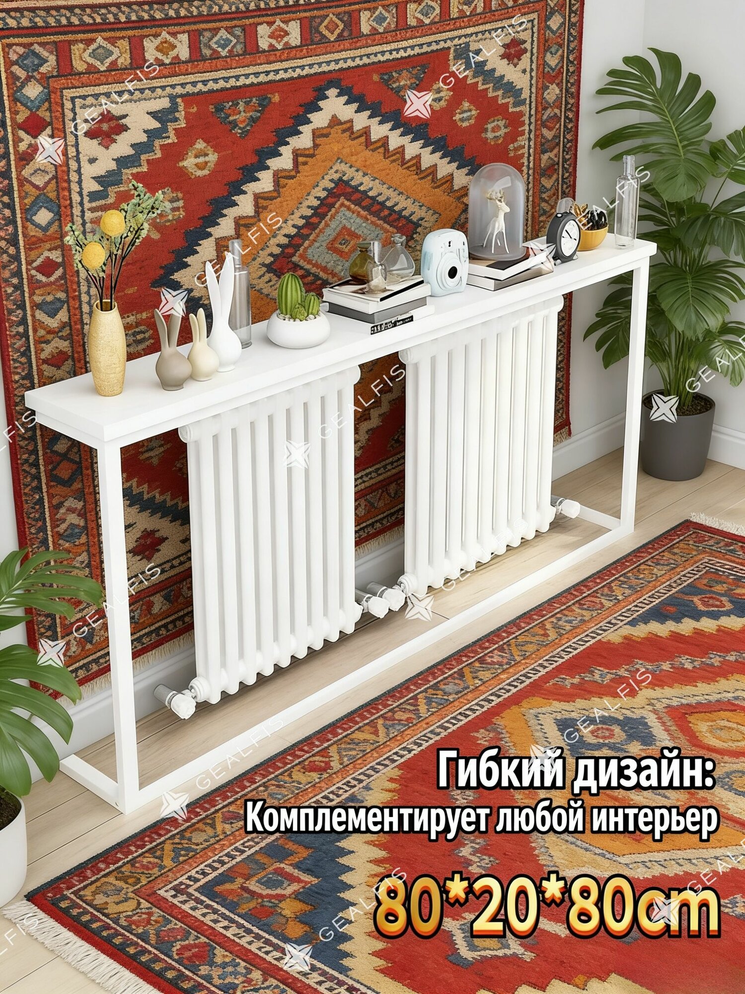Консольный деревянный столик compact wood, за диваном, ширина 80 см, глубина 20 см, высота 80 см