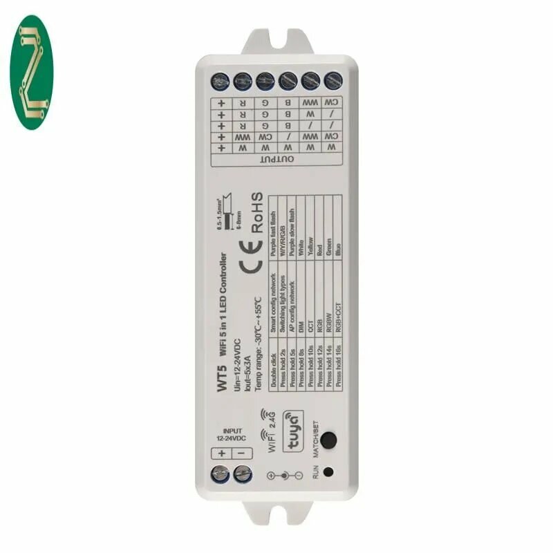 (S T N Z) Светодиодный контроллер Tuya 5 в 1 диммер CCT RGB RGBW RGBWW RGBCCT Strip Smart Life Wi-Fi 2,4 г RF пульт дистанционного управления 12-24 В WT5