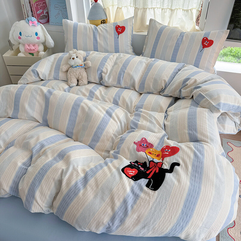 Набор постельного белья Cute Cat XT, 150x200 см чехол на подушку, 180x230 см простыня, 1 наволочка, 100% хлопок