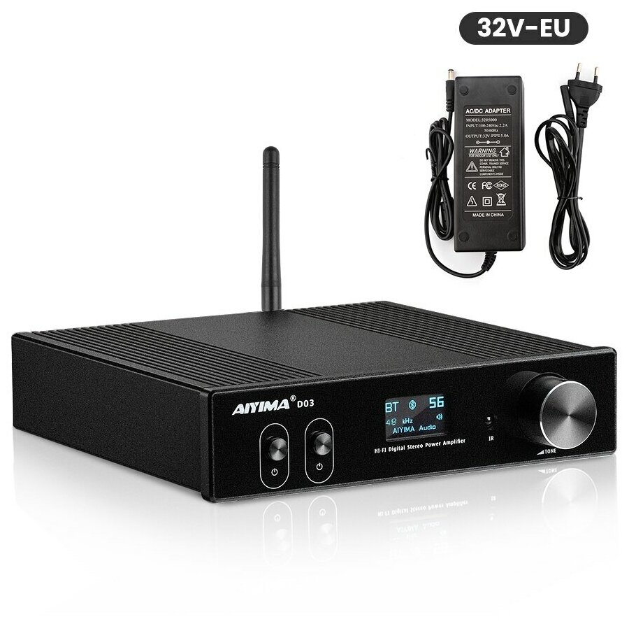 Мощный 150ваттный усилитель AIYIMA D03 с ЦАП и блоком питания, оснащенный премиум модулем Bluetooth 2.1