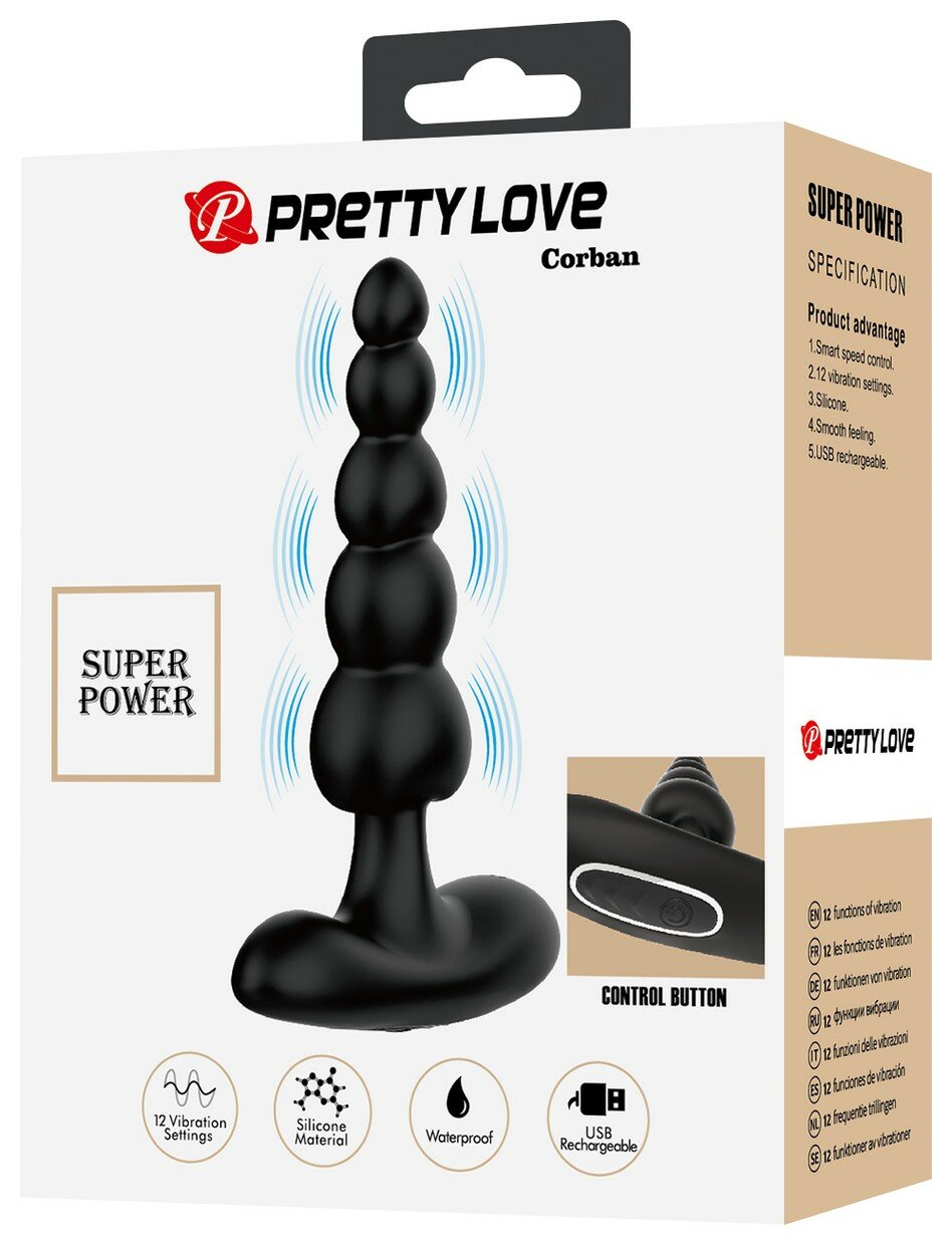 Черный анальный вибростимулятор Corban 12 см Baile