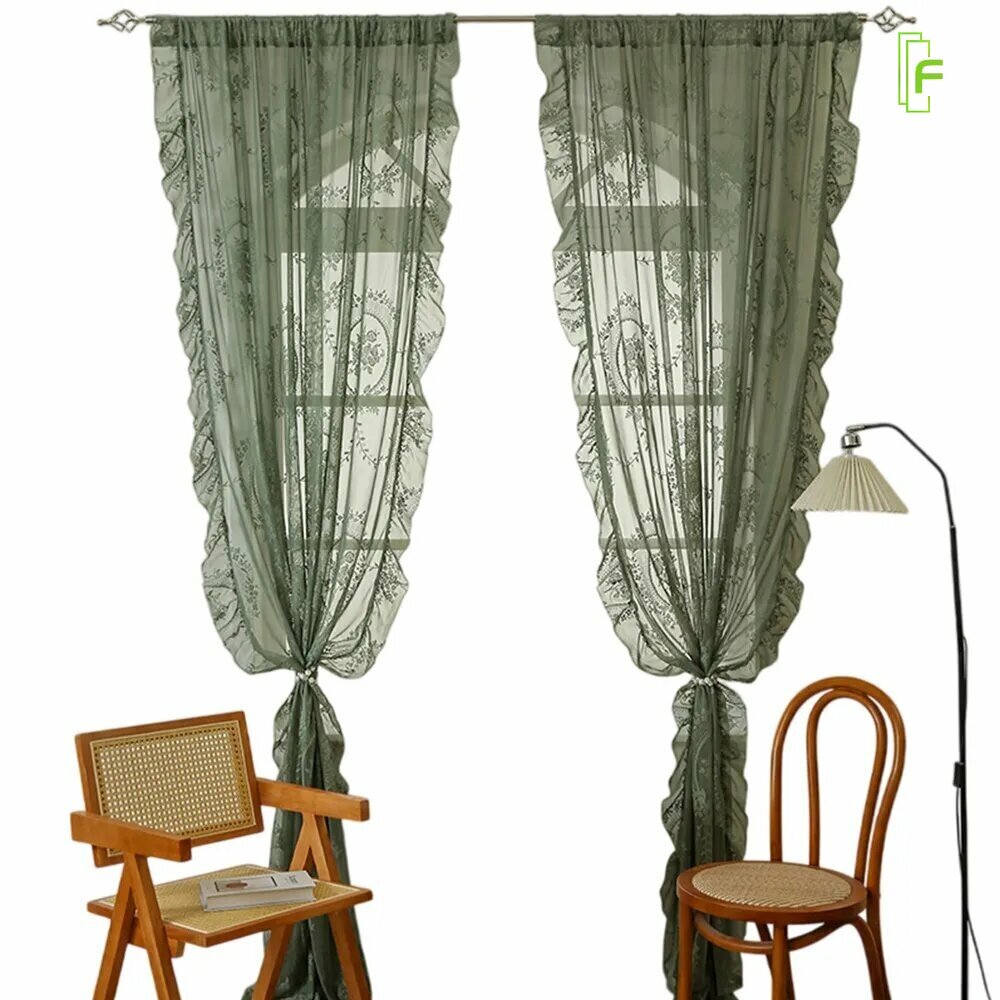 Размером 140*260 см Две кружевные газовые занавески для балконных эркеров, полузатеняющие оконные сетки