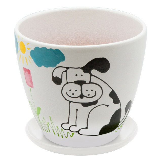 Горшок "Собака", 1.4 л, d14.6 см, h13.5 см, керамика, с поддоном